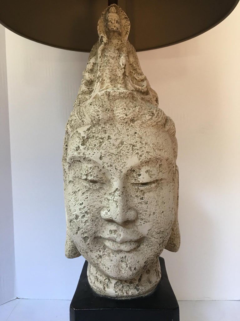 Mid-Century Modern James Mont Style Plaster Buddha Bust Figural Table ...