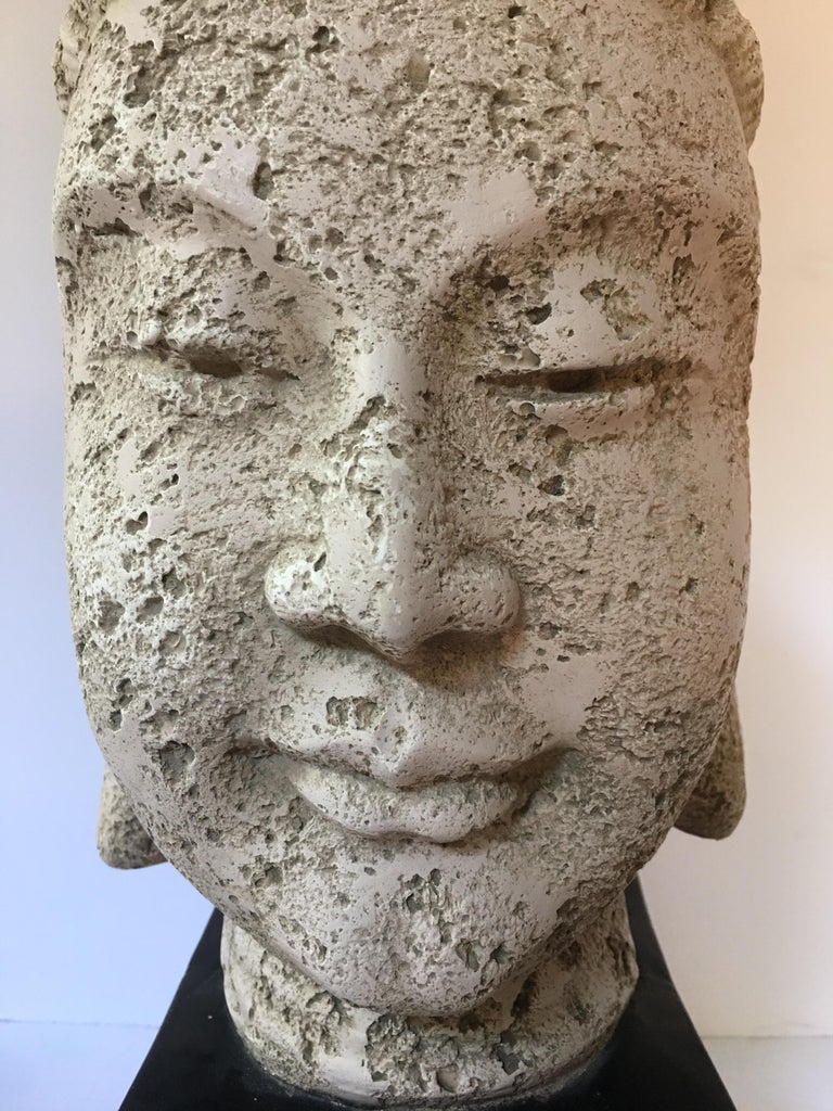 Mid-Century Modern James Mont Style Plaster Buddha Bust Figural Table ...