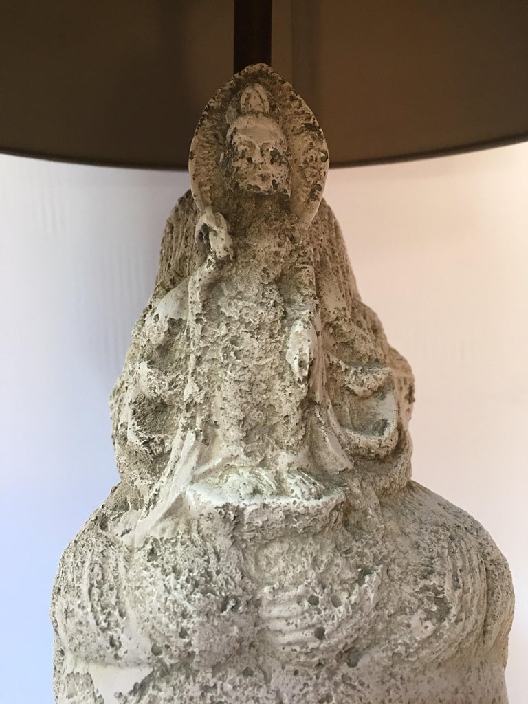 Mid-Century Modern James Mont Style Plaster Buddha Bust Figural Table ...