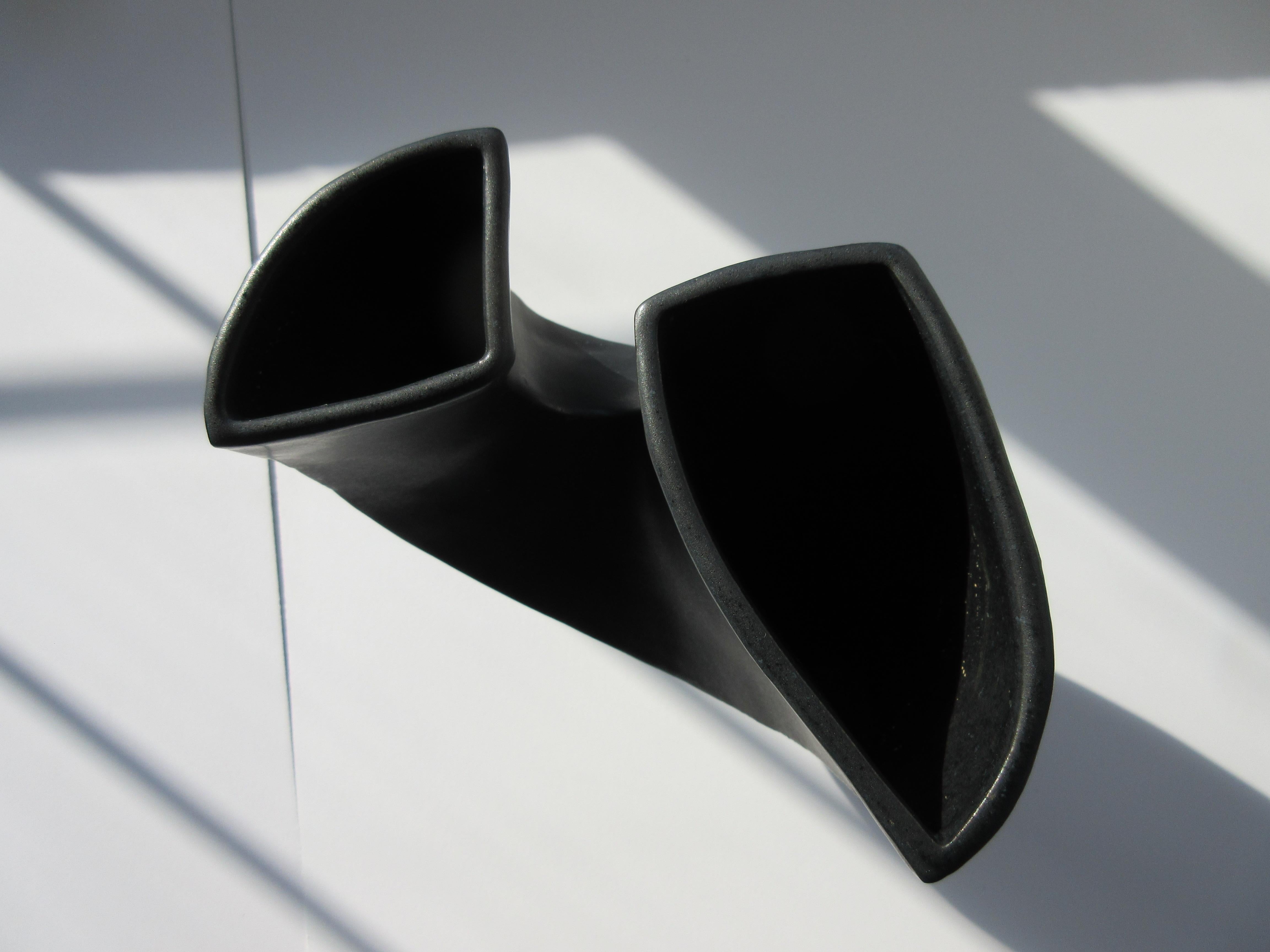 Mid Century Modern Japanese Asymmetrical Matt Black Vase For Sale at ...