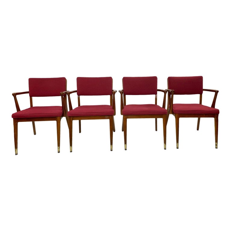 Mid-Century Modern Jasper Chair Co Walnut Arm Chair’s, Set of 4 at ...