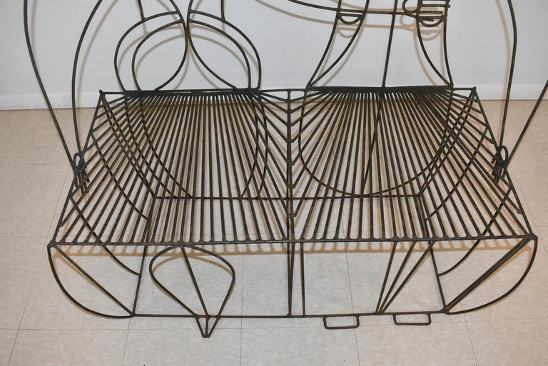 Mid-Century Modern John Risley Man and Woman Steel Bench at 1stDibs