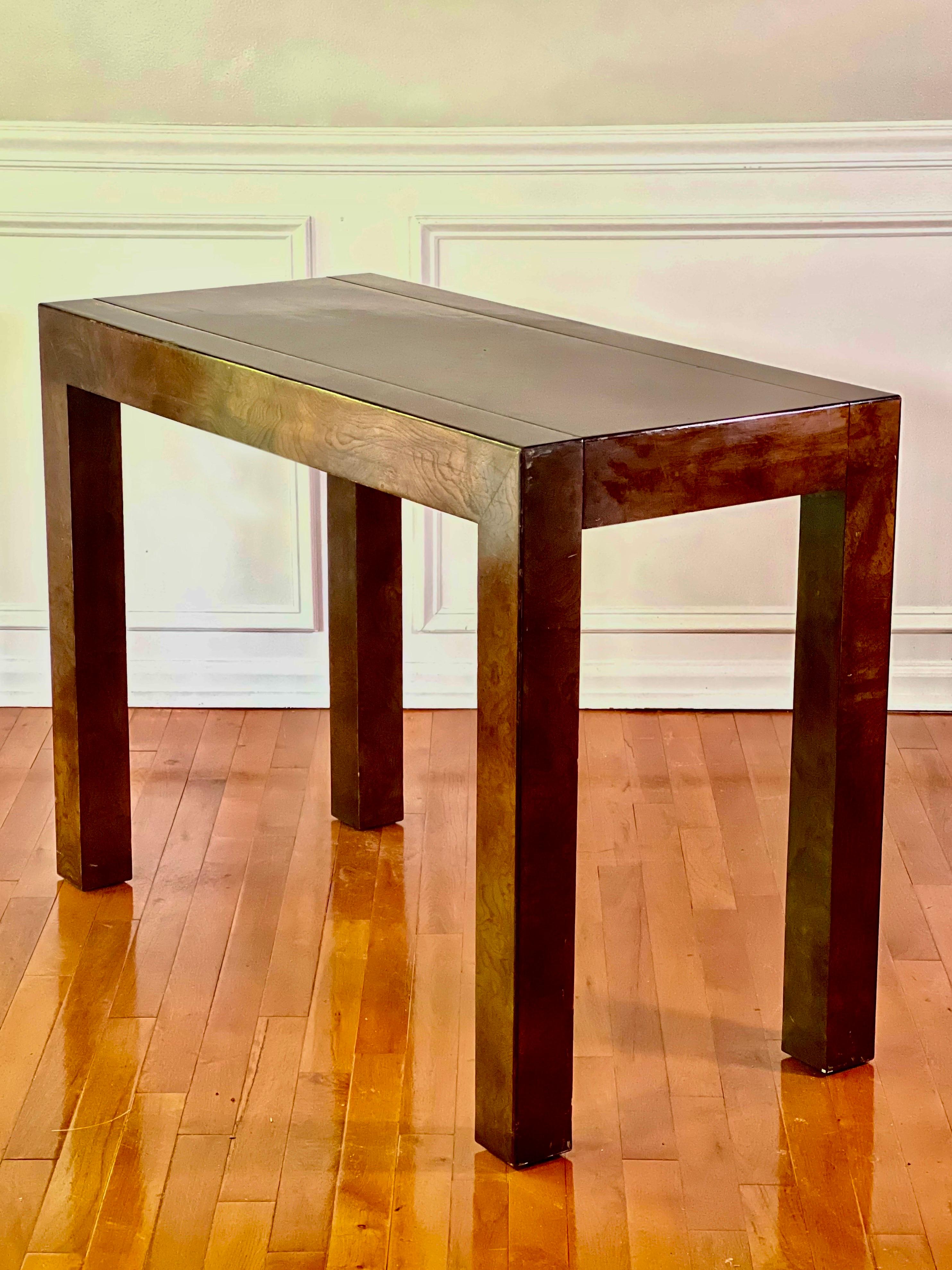 Mid Century Modern John Widdicomb Burl Console Table For Sale at 1stDibs