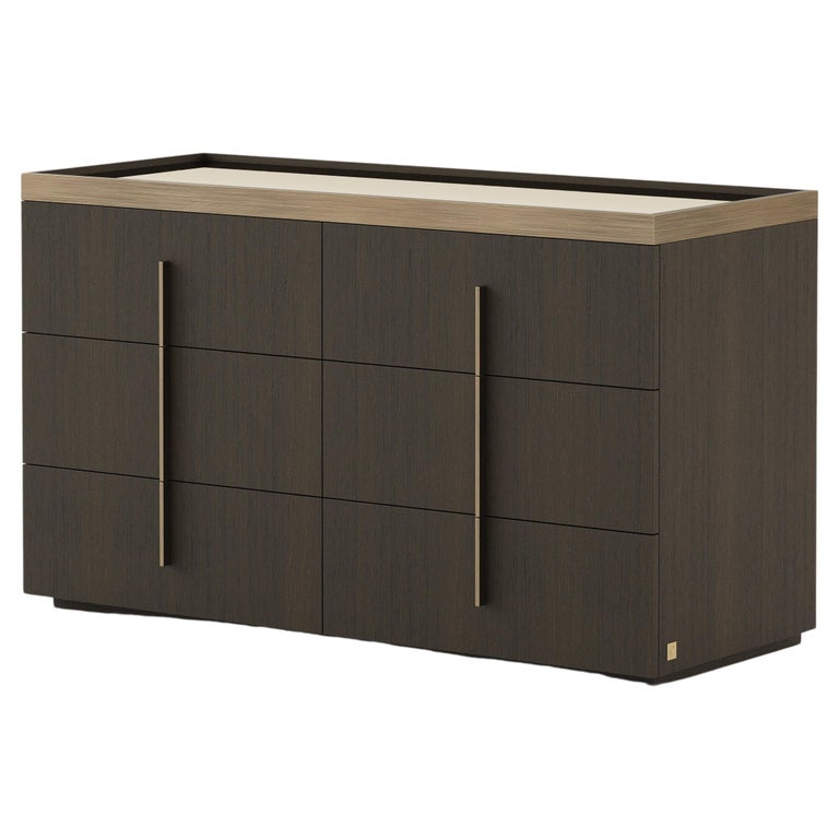 Mid-Century Modern Kensington Chest of Drawers Made with Oak, Brass and ...