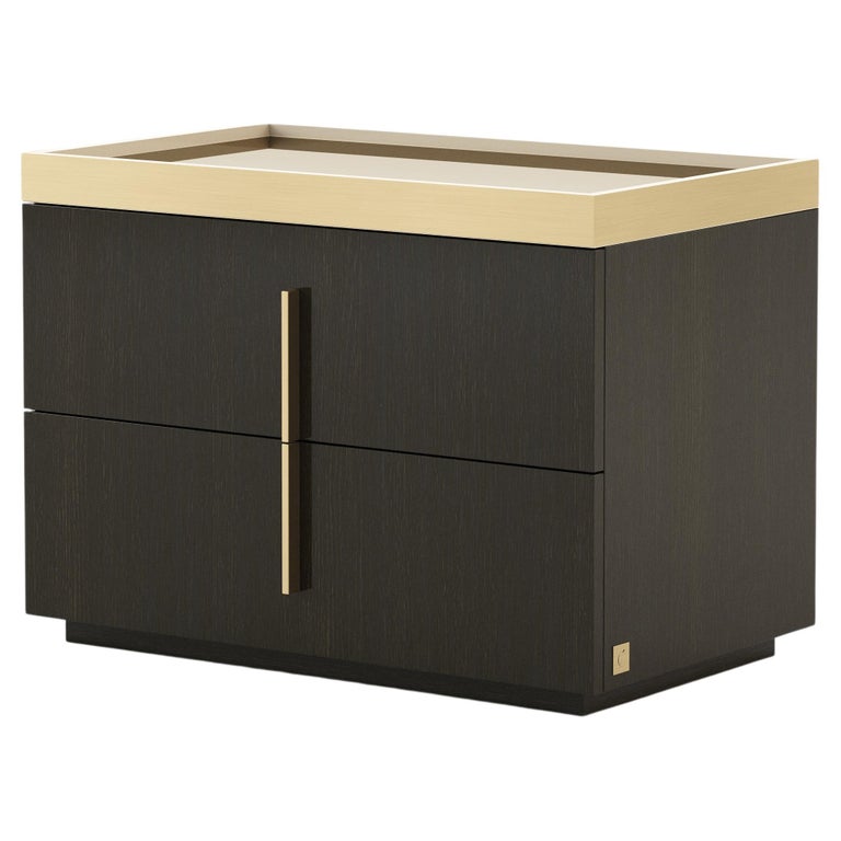 Mid-Century Modern Kensington Night Stand Made With Oak, Glass And ...