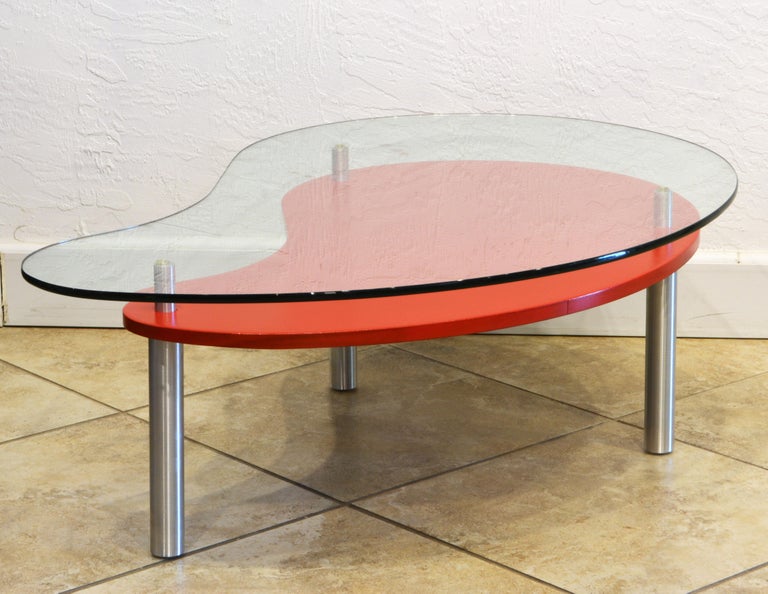 Mid-Century Modern Kidney Shape Two Tier Customized Glass Top Coffee ...