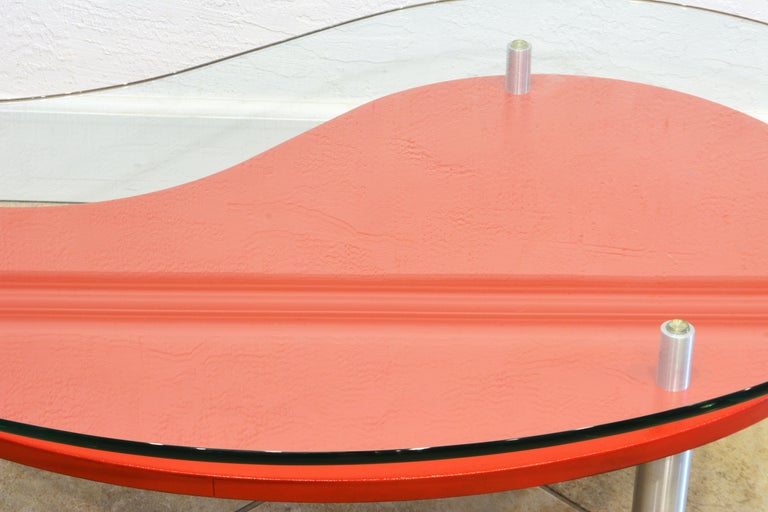 Mid-Century Modern Kidney Shape Two Tier Customized Glass Top Coffee ...