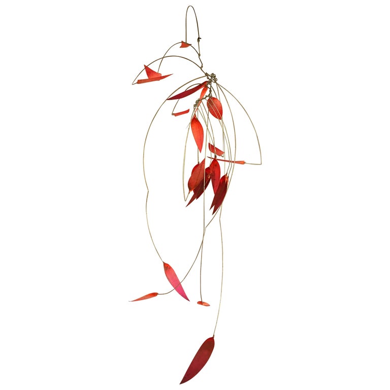 Mid-Century Modern Kinetic Mobile Sculpture in Red at 1stDibs