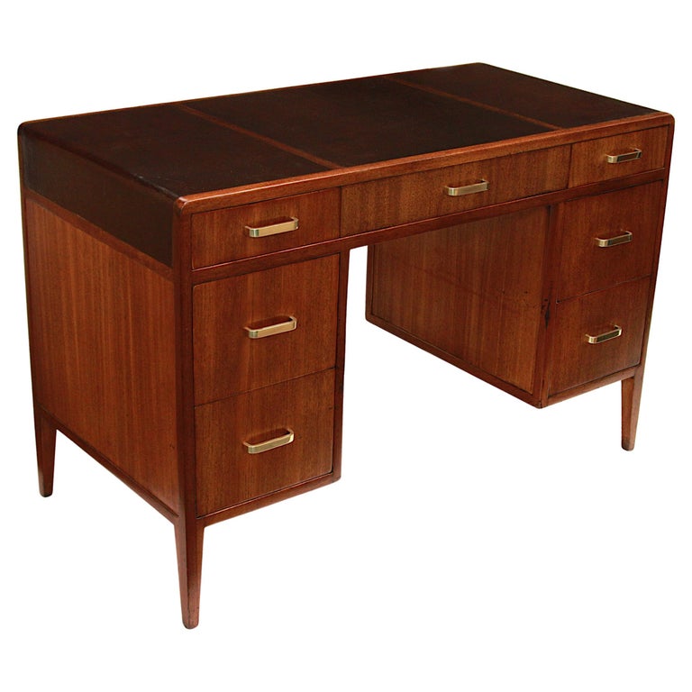 Mid-Century Modern Kneehole Leather-Top Desk by Edward Wormley for ...