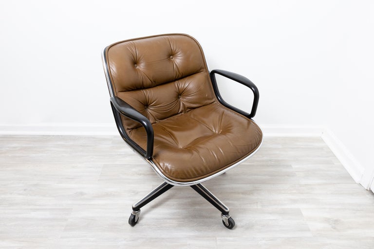 Mid-Century Modern Knoll Pollock Executive Leather Arm Chair at 1stDibs