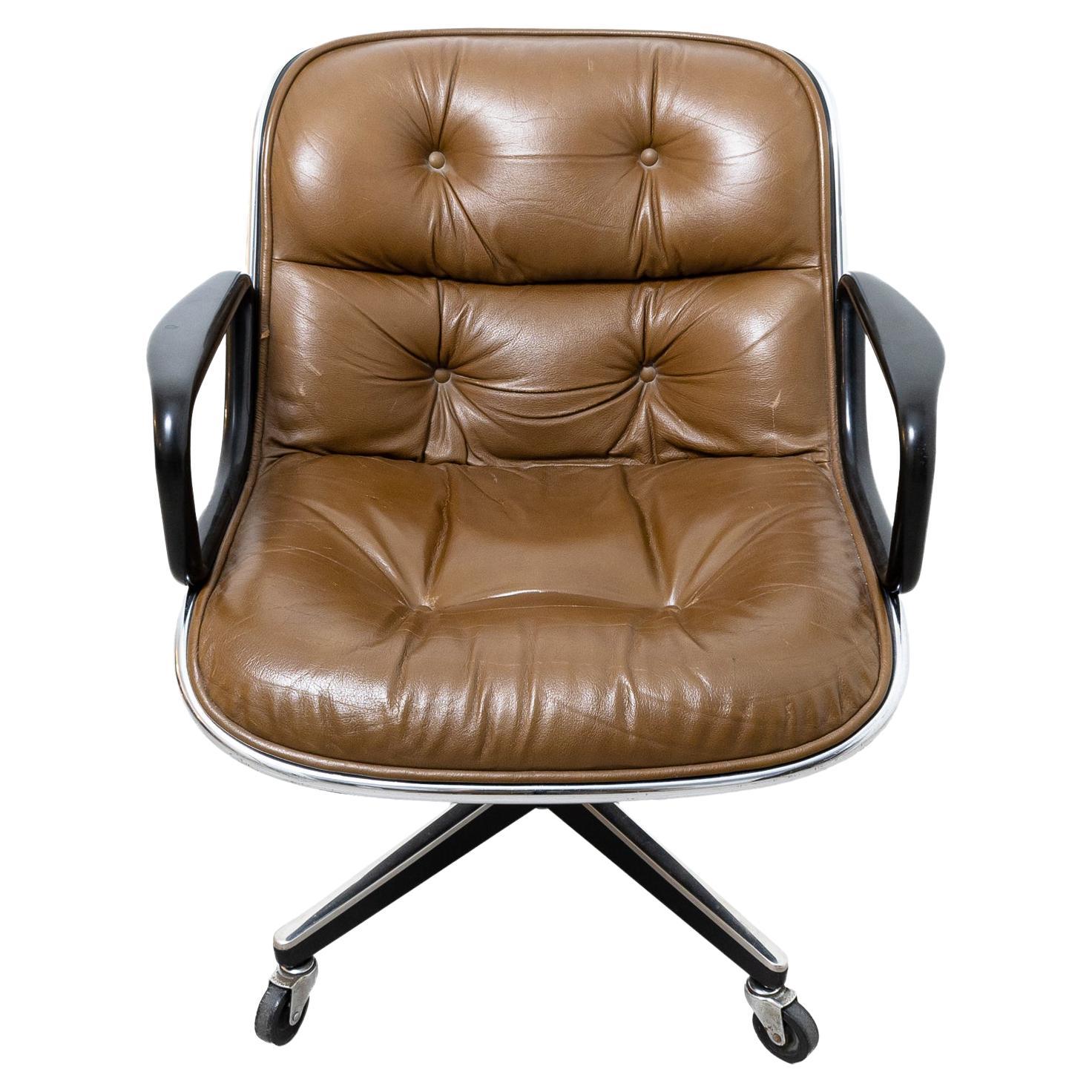 Mid-Century Modern Knoll Pollock Executive Leather Arm Chair at 1stDibs