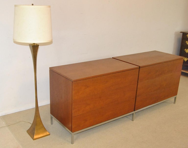Mid-Century Modern Knoll Walnut Chests on Base Six Drawers at 1stDibs