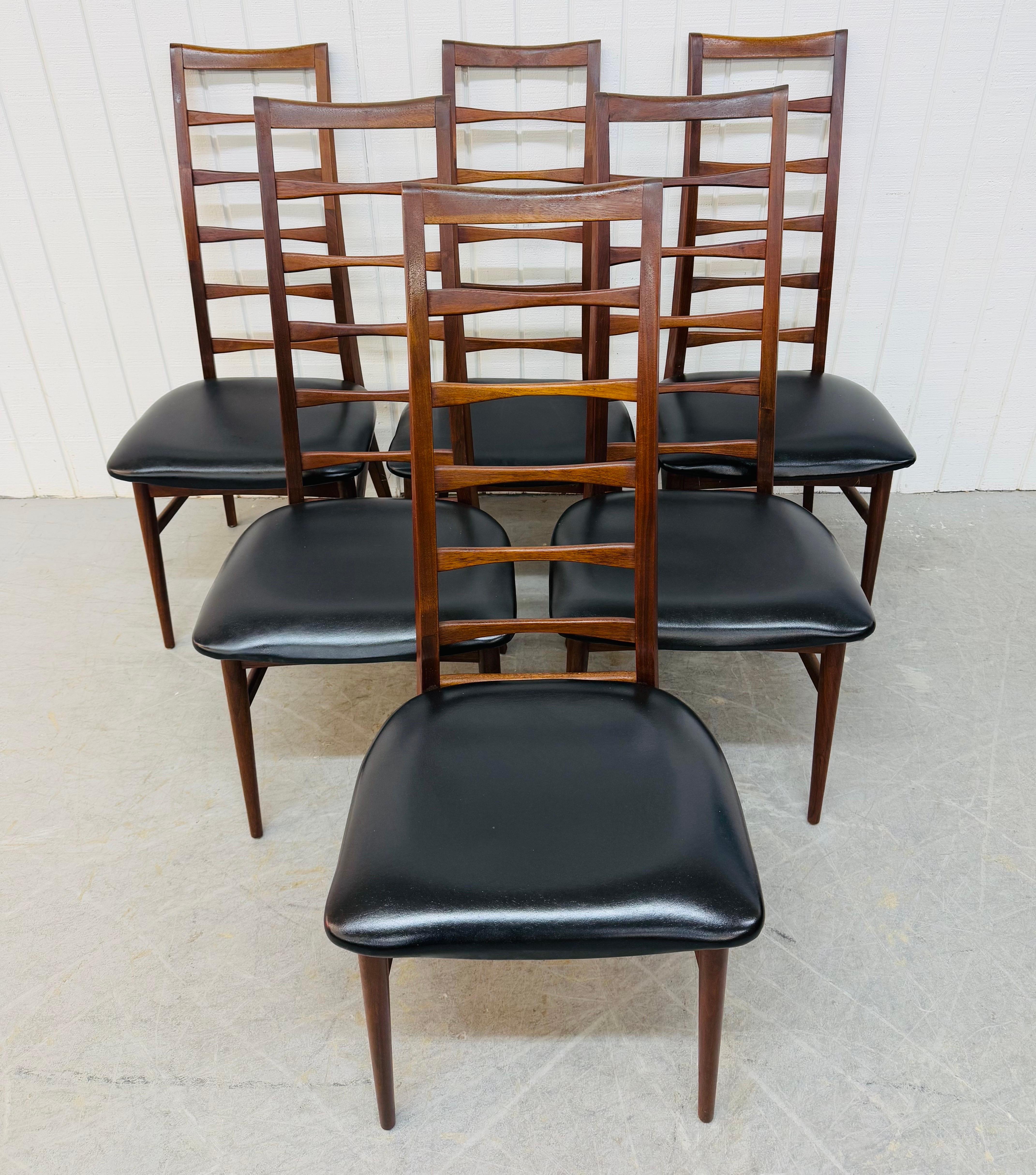 Mid-Century Modern Ladder Back Walnut Dining Chairs - Set of 6 For Sale ...