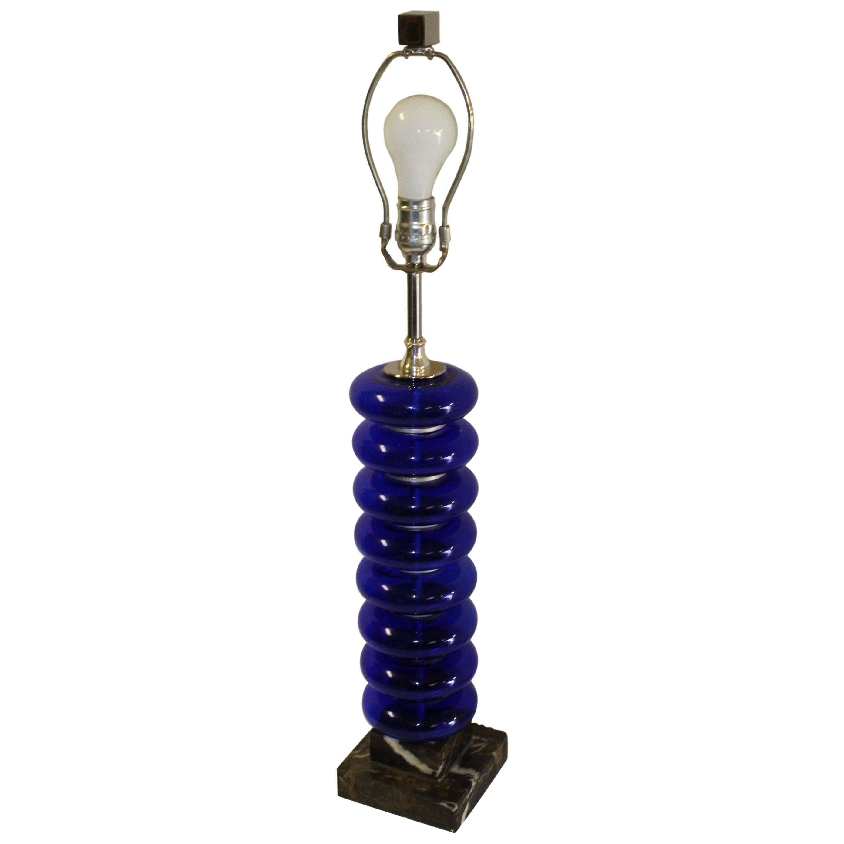 Exquisite Cobalt Blue Glass Lamp at 1stDibs