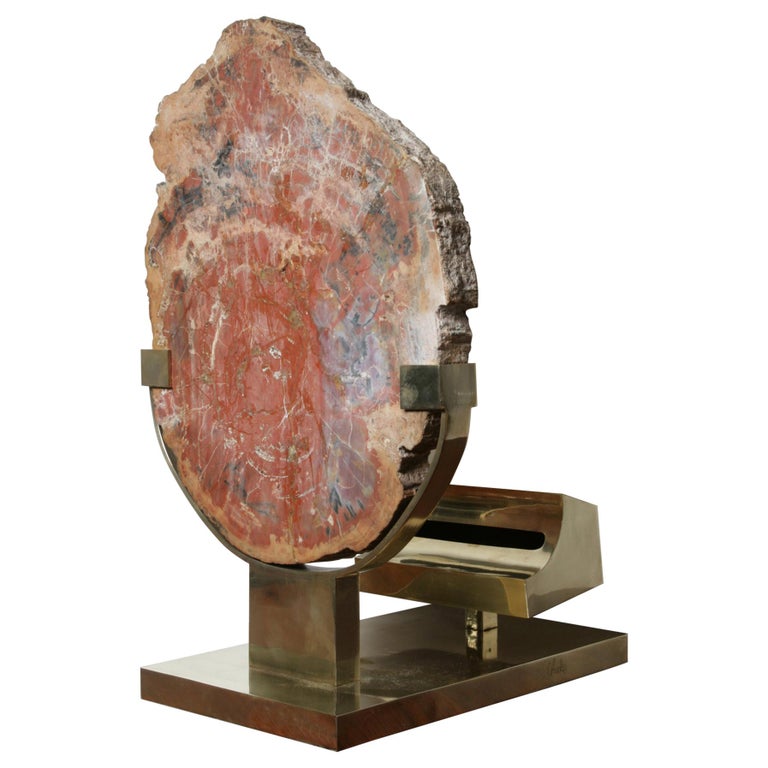 Mid-Century Modern Lamp in Petrifies Wood by Ado Chale For Sale at 1stDibs
