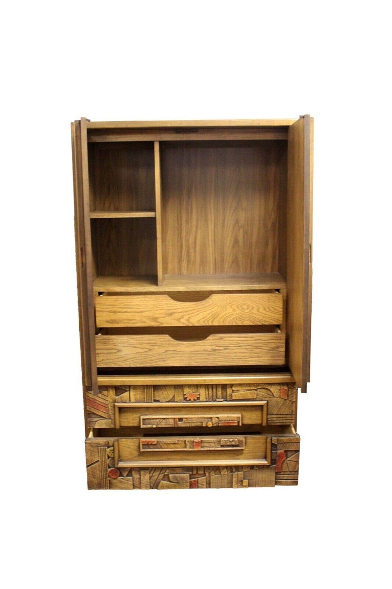 Mid-Century Modern Lane Pueblo Brutalist Highboy Wardrobe Armoire ...
