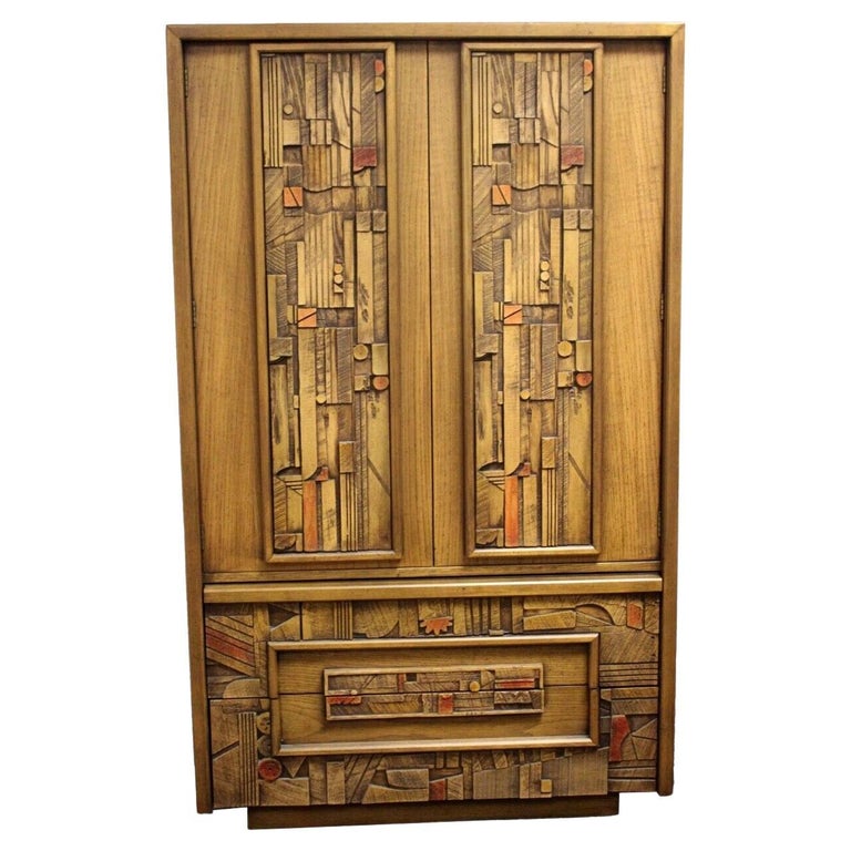 Mid-Century Modern Lane Pueblo Brutalist Highboy Wardrobe Armoire ...