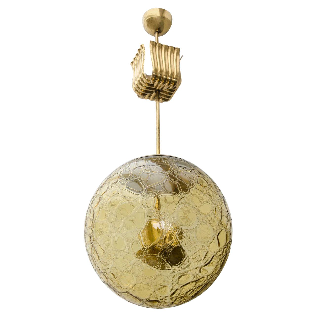 Mid-Century Modern Amber-Coloured Glass Light, Decorative Canopy ...