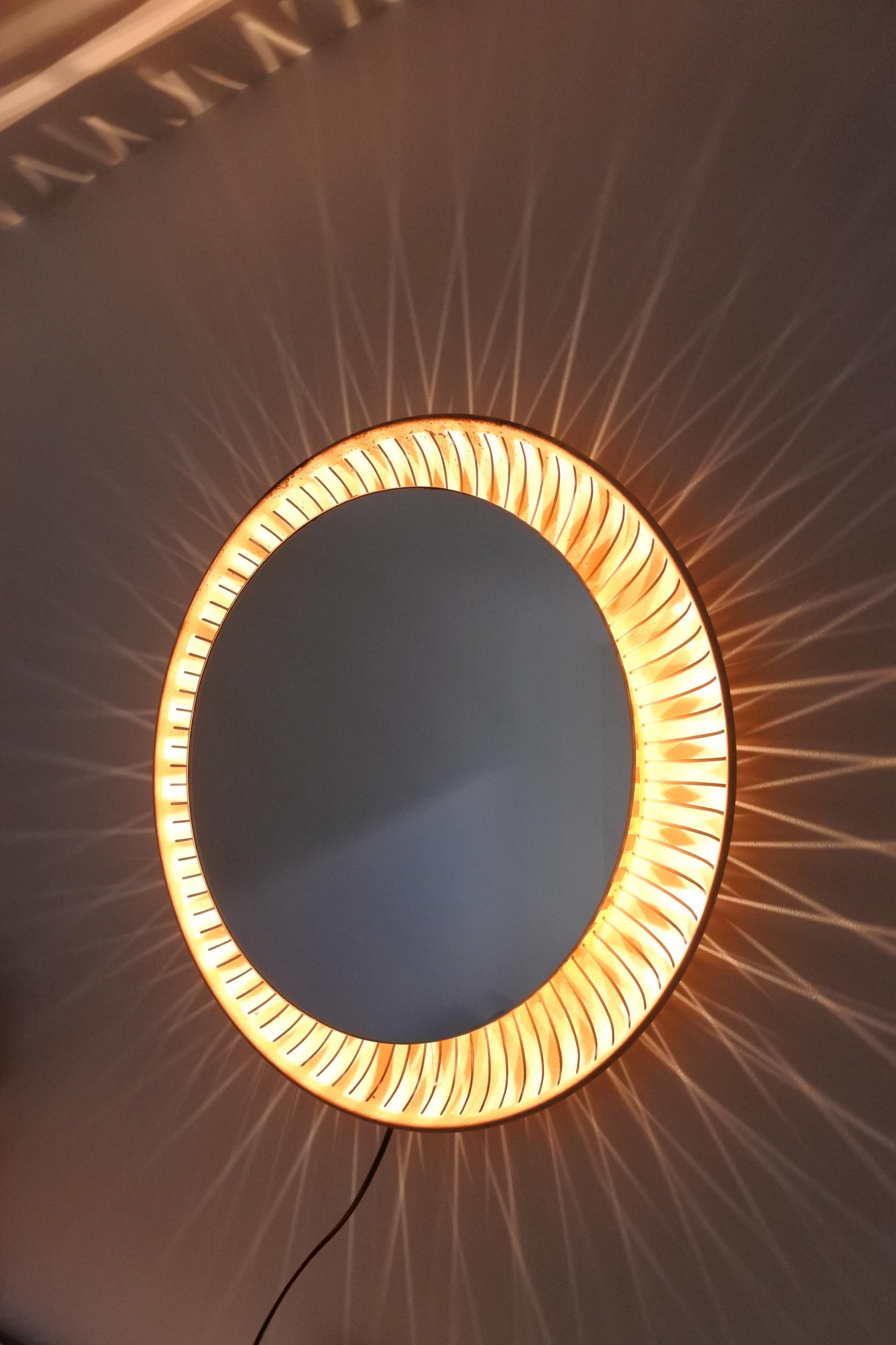 Mid-Century Modern Large Back Lit Mirror, Italy, 1950s at 1stDibs