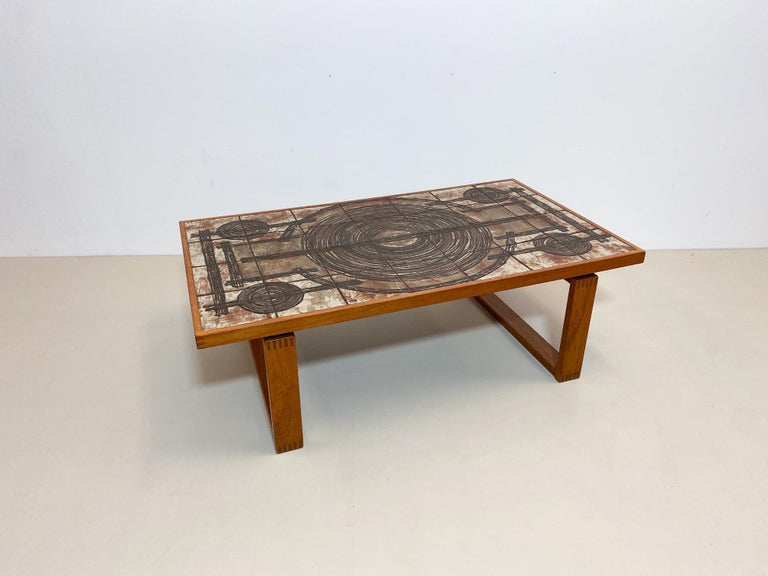 Mid-Century Modern Large Ceramic Tiles Coffee Table, Scandinavia For ...