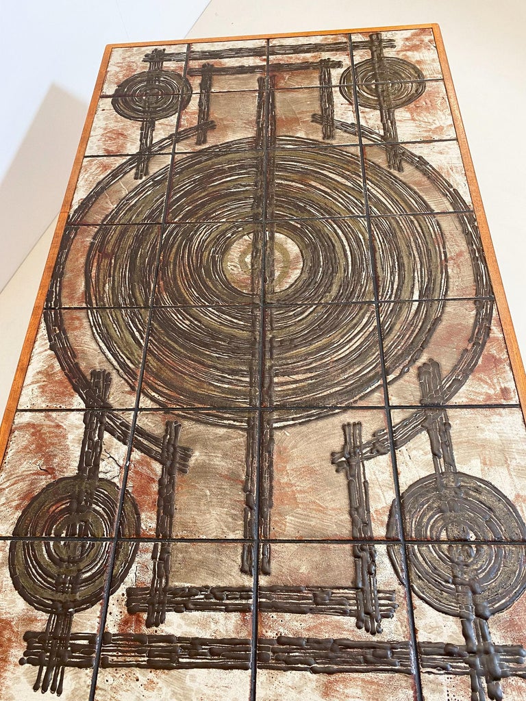 Mid-Century Modern Large Ceramic Tiles Coffee Table, Scandinavia For ...
