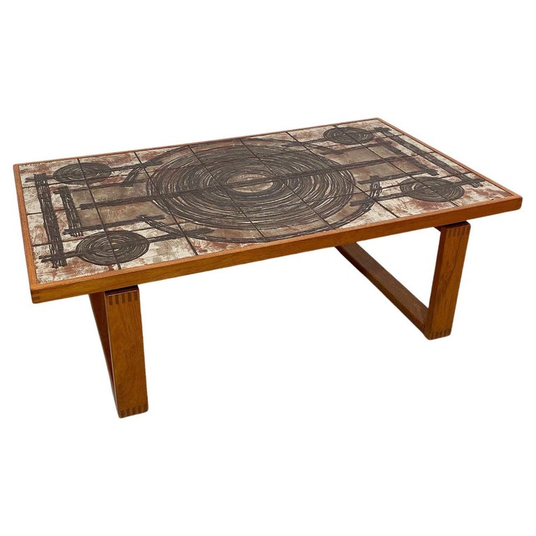 Mid-Century Modern Large Ceramic Tiles Coffee Table, Scandinavia For ...