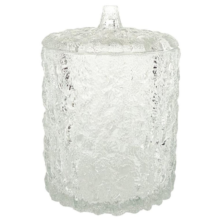Mid-Century Modern Large Iced Glass Jar With Lid in the Shape of a Tree ...