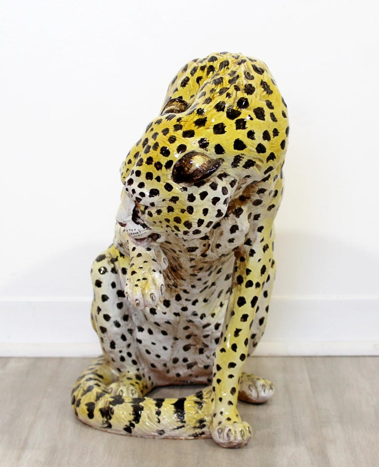 Mid-Century Modern Large Porcelain Cheetah Leopard Floor Sculpture ...