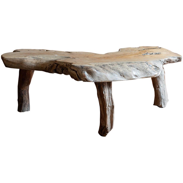 Mid-Century Modern Large Primitive Teak Root Coffee Table at 1stDibs