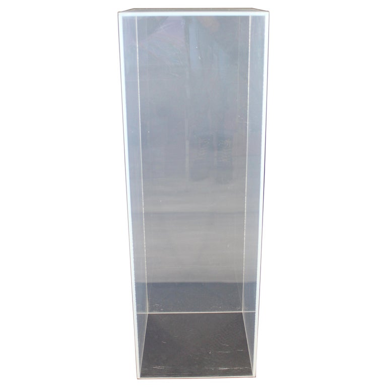 Mid-Century Modern Large Square Clear Lucite Pedestal Display Stand ...