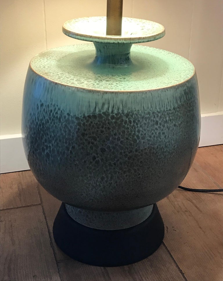 Mid-Century Modern Large Turquoise Ceramic Table Lamp by Marbro, Italy ...