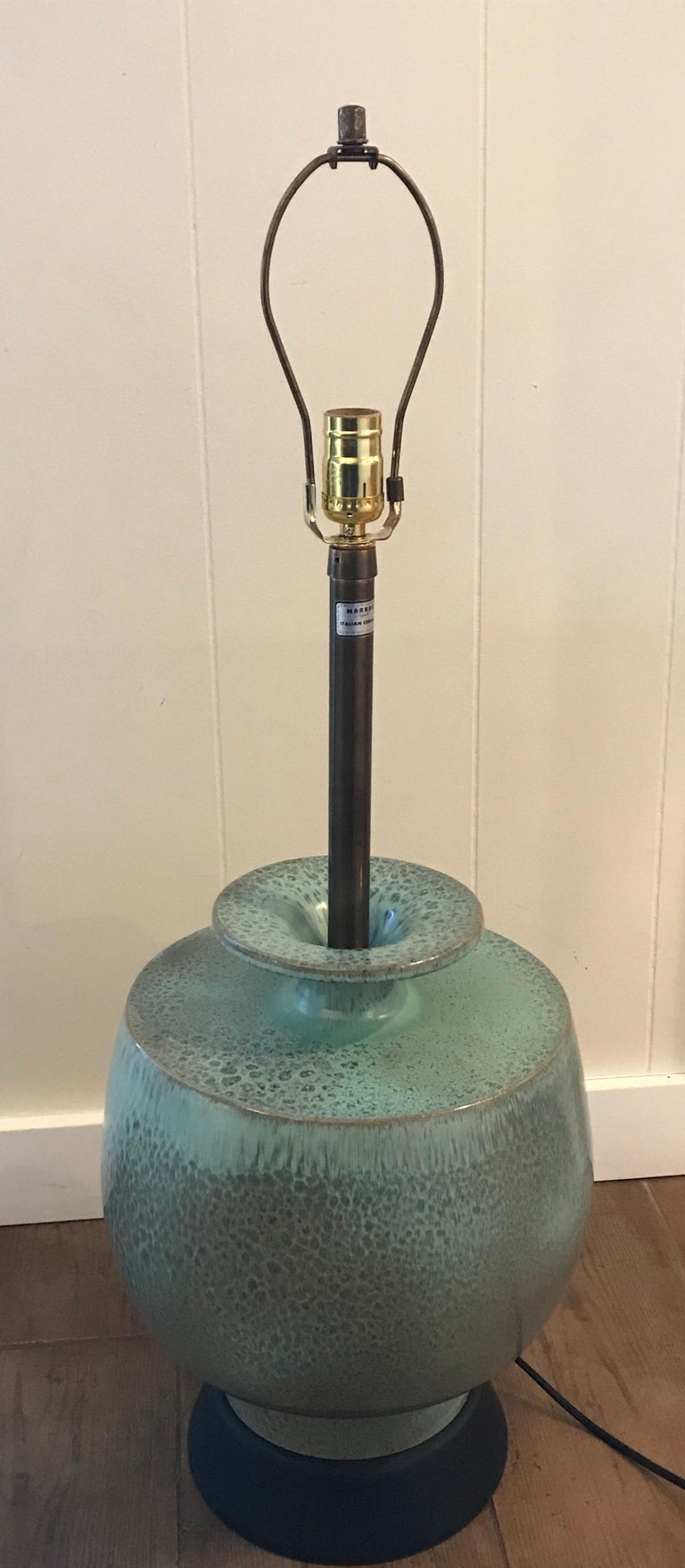 Mid-Century Modern Large Turquoise Ceramic Table Lamp by Marbro, Italy ...