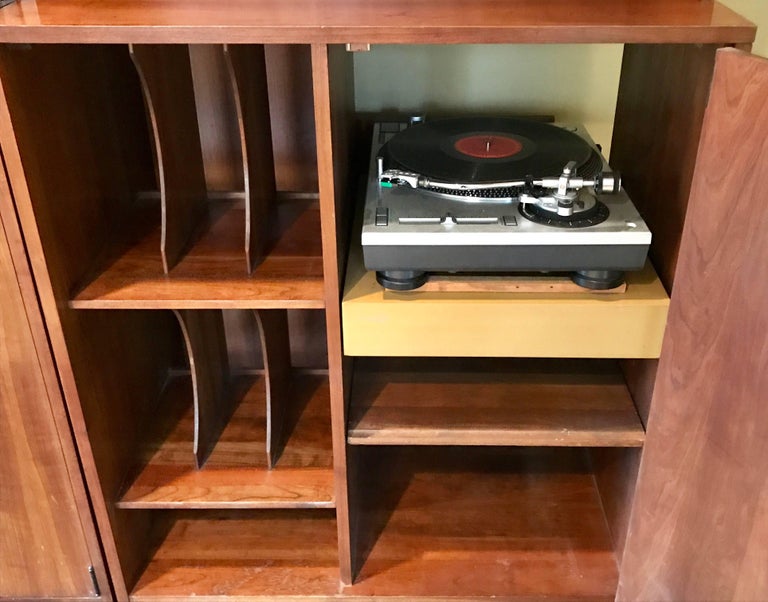 Mid-Century Modern Large Wall Cabinet with Sound System Storage, 1960s ...
