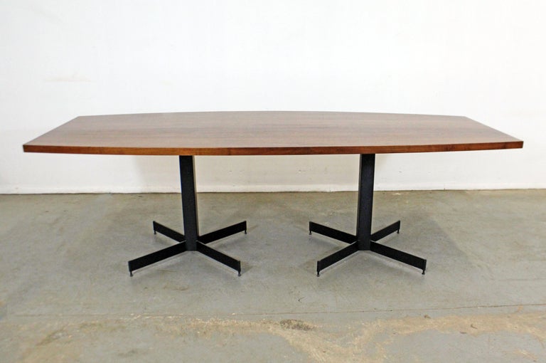 Mid-Century Modern Large Walnut Surfboard Conference/Dining Table For ...