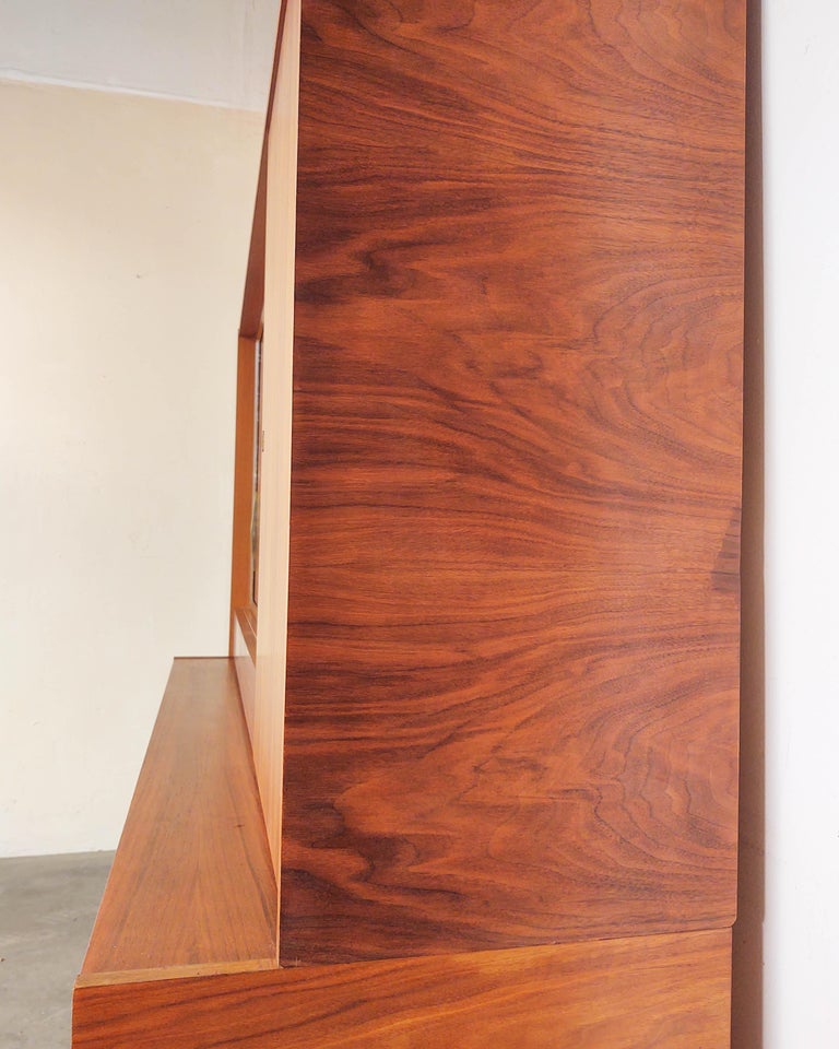 Mid-Century Modern Large Walnut Wall Unit Cabinet Hutch by Munker ...