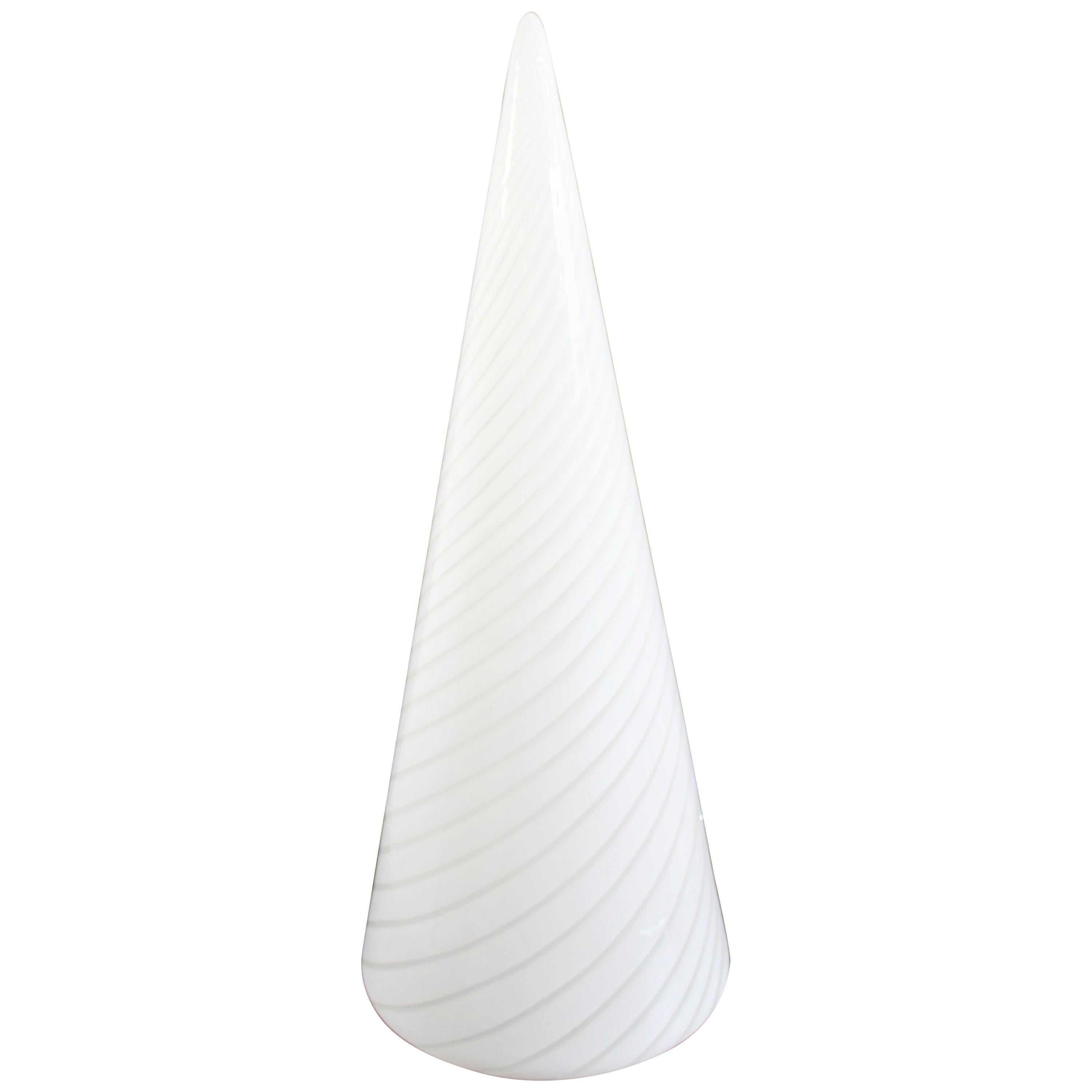 Mid-Century Modern Large White Vetri Murano Glass Conical Table Lamp ...