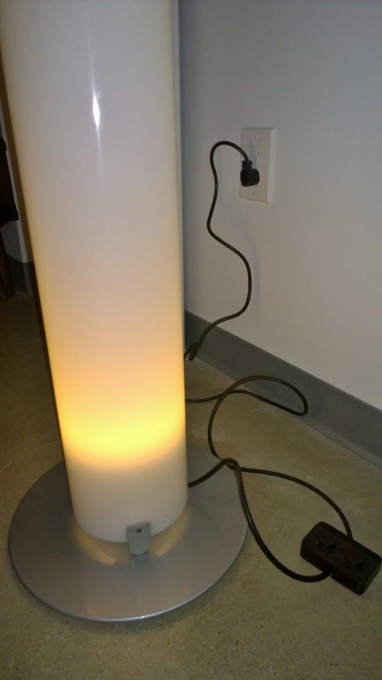 White Castiglioni Stylos Floor Lamp with Metal Base and Upper and Lower ...