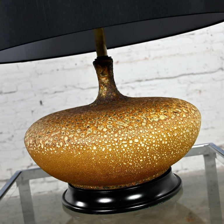 Mid-Century Modern Lava Glazed Large Scale Table Lamp New Faux Silk ...