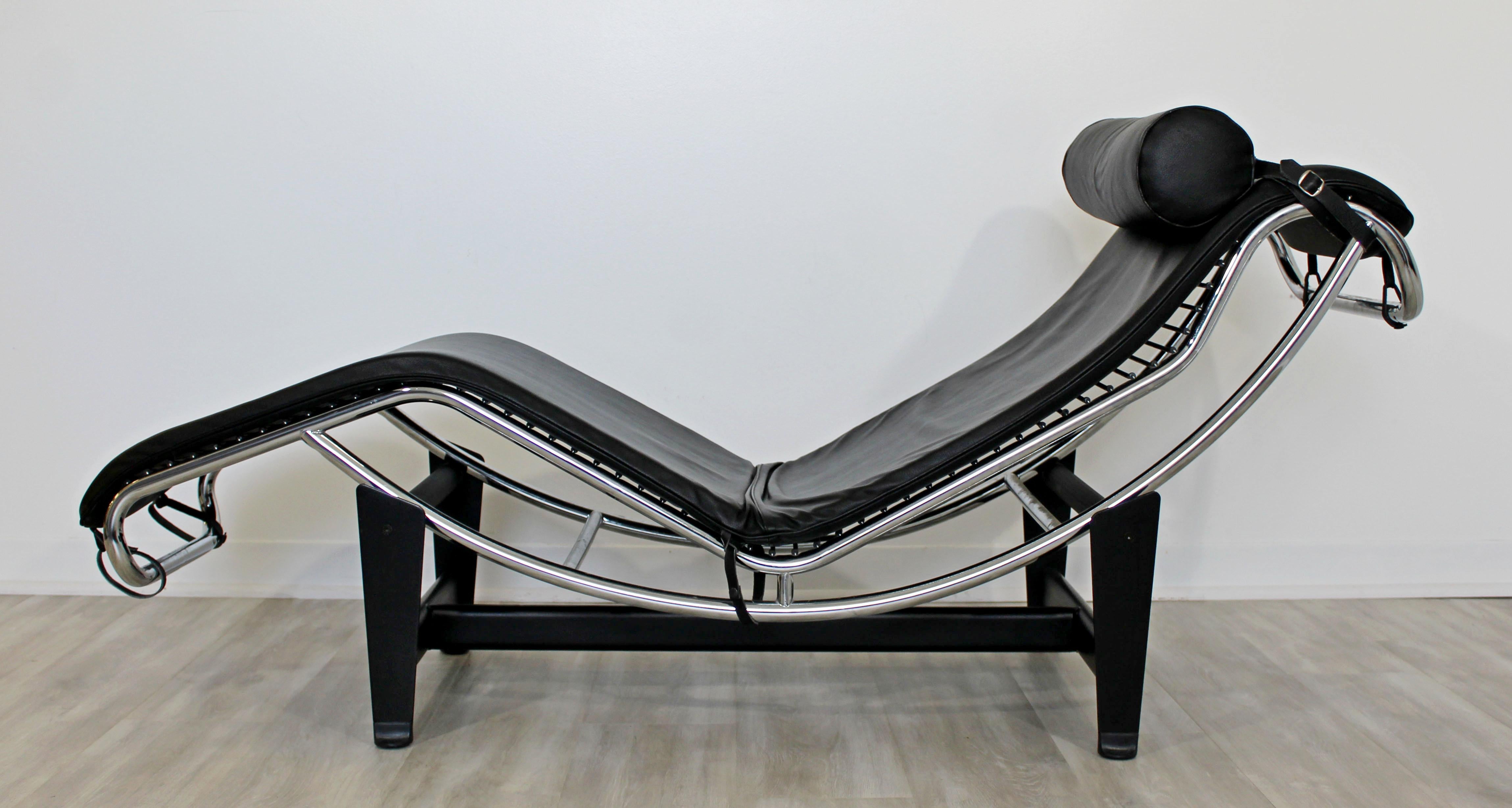 Mid-Century Modern Le Corbusier LC4 Leather Chrome Lounge Chair Chaise ...
