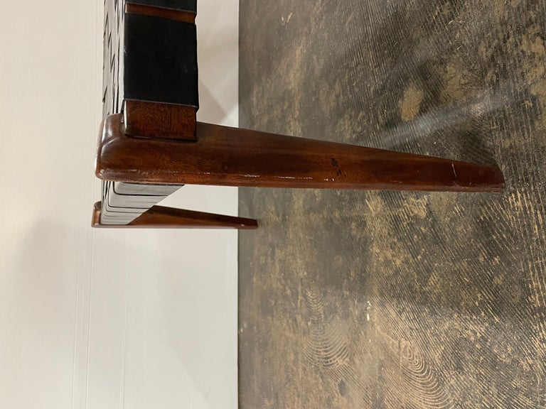 Mid-Century Modern Leather and Rosewood Weave Top Coffee Table For Sale ...