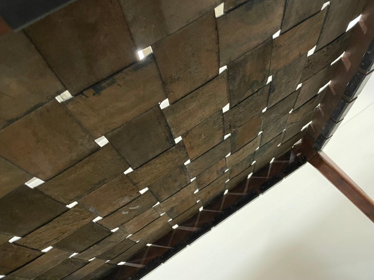 Mid-Century Modern Leather and Rosewood Weave Top Coffee Table For Sale ...