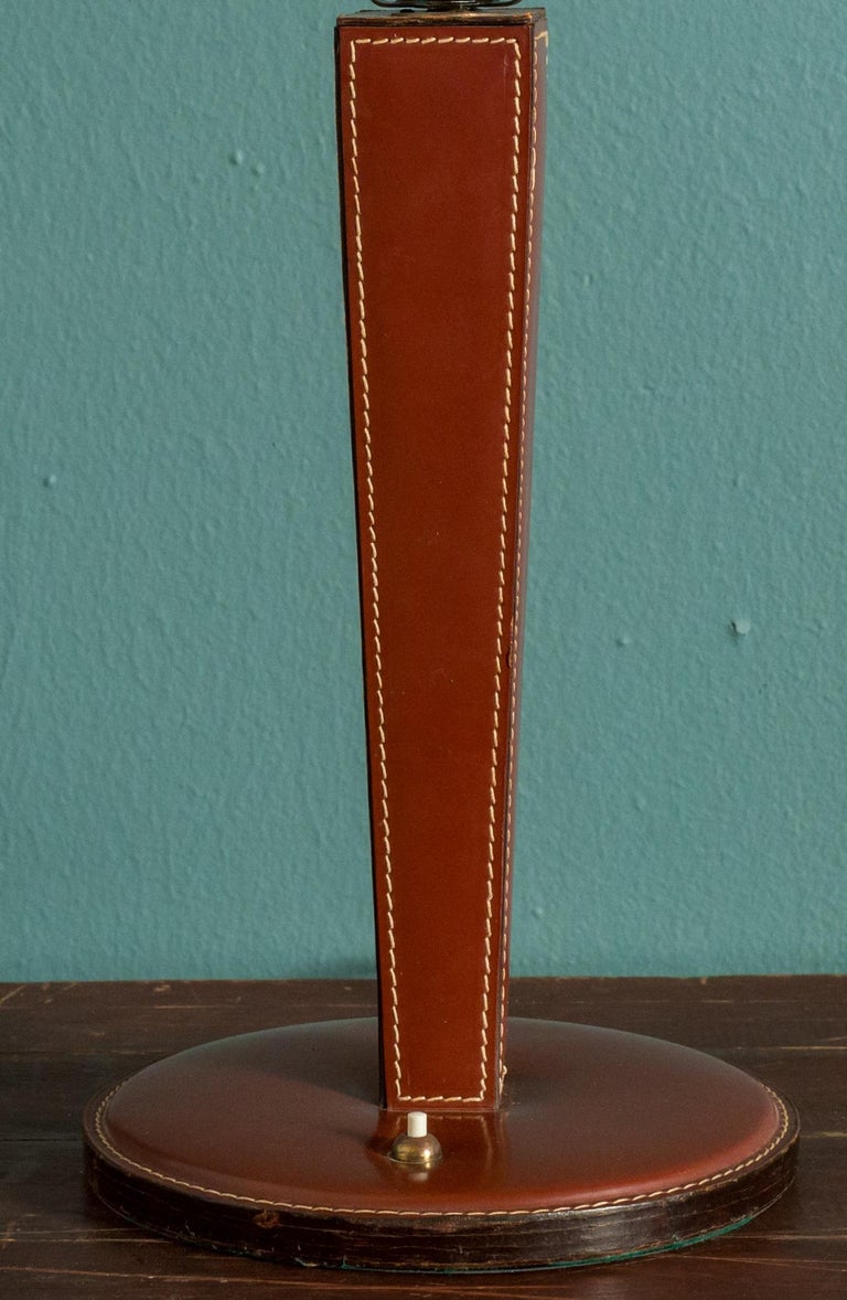 Mid-Century Modern Leather Table Lamp For Sale at 1stDibs