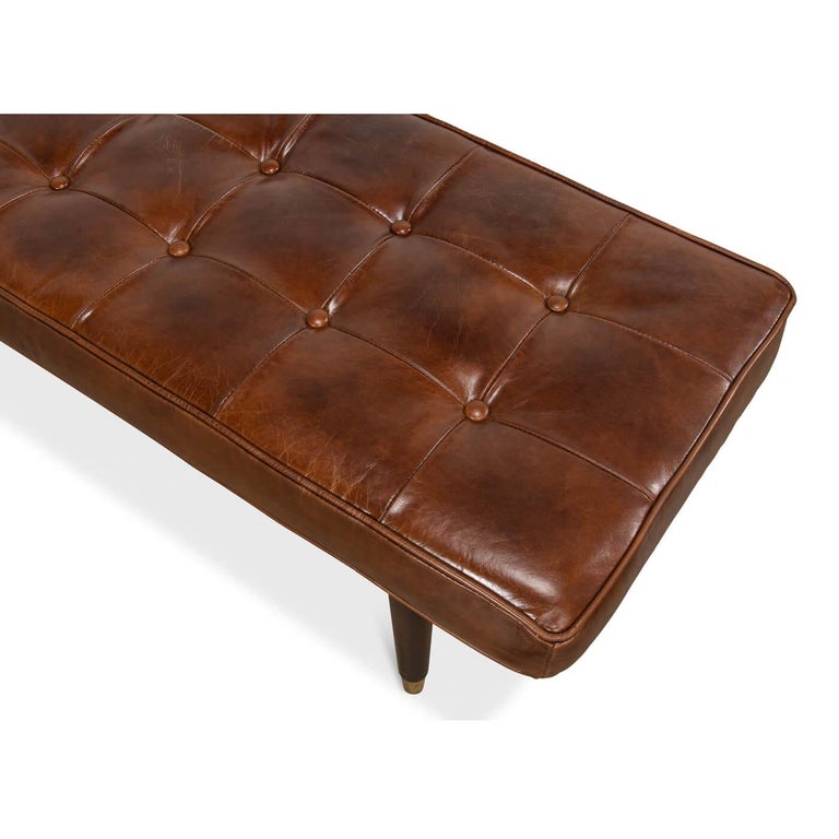 Mid-Century Modern Leather Top Bench For Sale at 1stDibs | vintage ...
