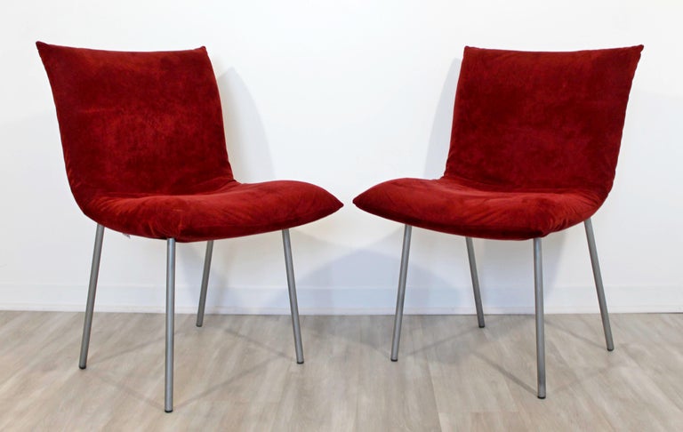 Mid-Century Modern Ligne Roset Set 6 Calin Dining Side Chairs Red Suede ...