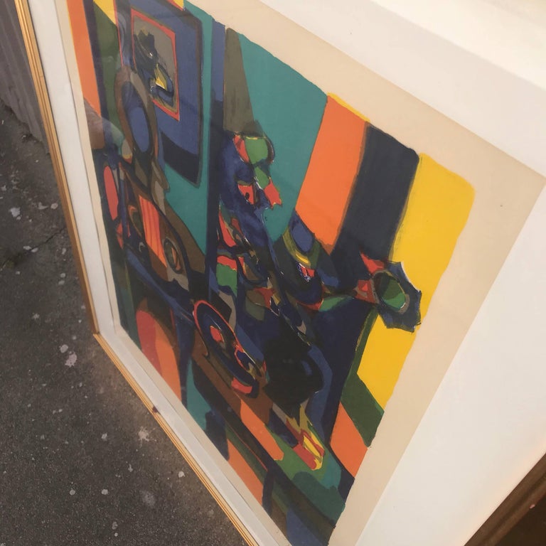 Mid-Century Modern Linocut Lithography, 1960s For Sale at 1stDibs