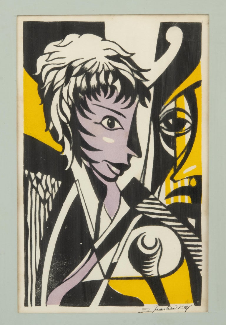 Mid-Century Modern Lithograph Portrait of a Woman For Sale at 1stDibs