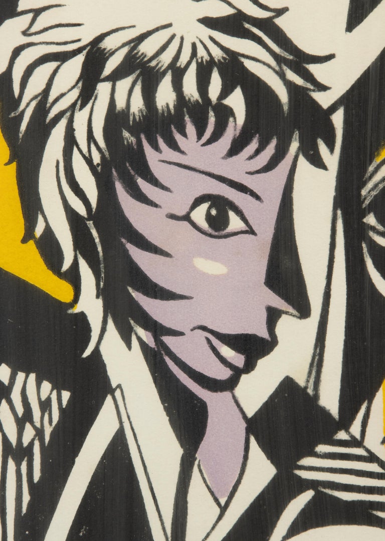 Mid-Century Modern Lithograph Portrait of a Woman For Sale at 1stDibs