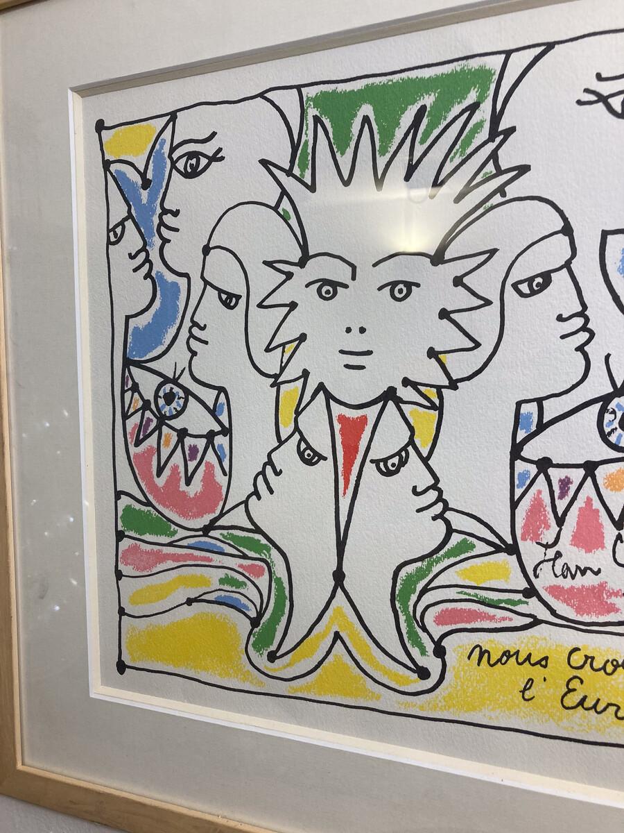 Mid-Century Modern Lithography 'Europe's Colours' by Jean Cocteau, 1961 ...