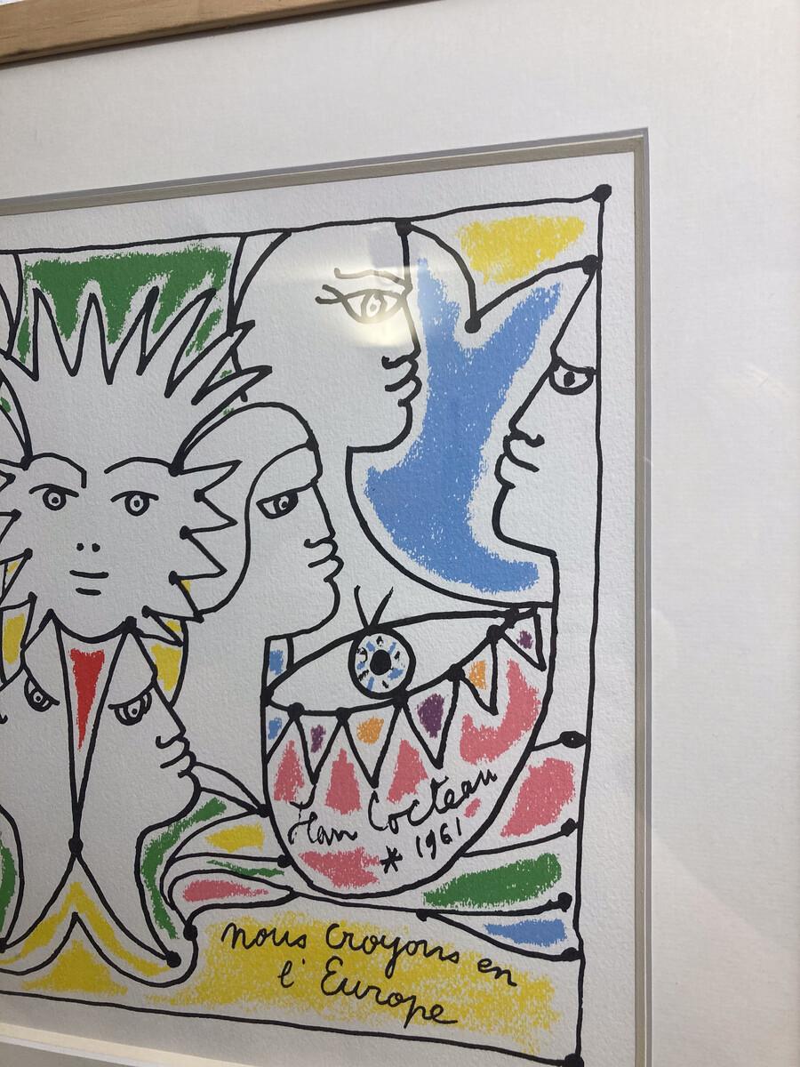Mid-Century Modern Lithography 'Europe's Colours' by Jean Cocteau, 1961 ...