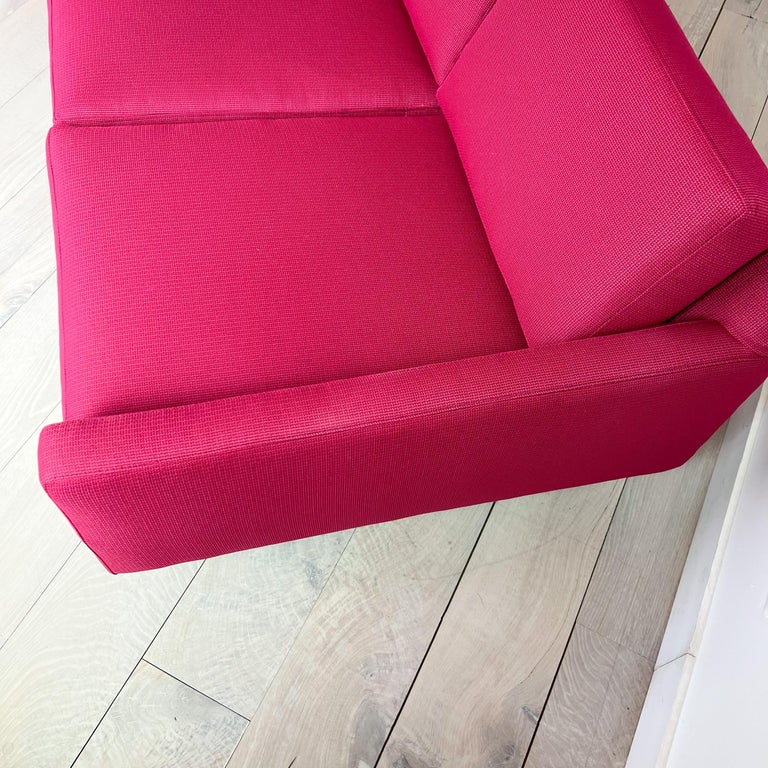 Mid-Century Modern Long Low Sofa by Rowe, New Fuchsia Upholstery For ...